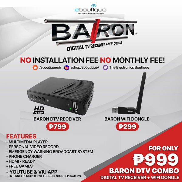 Baron Digital TV Receiver Box with HDMI cable – Electronics Boutique Online