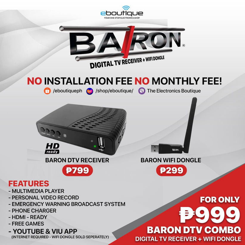 Baron Digital TV Receiver Box with HDMI cable – Electronics Boutique Online
